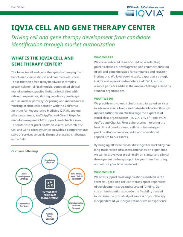 IQVIA Stem Cell Center Fact Sheet - IQVIA